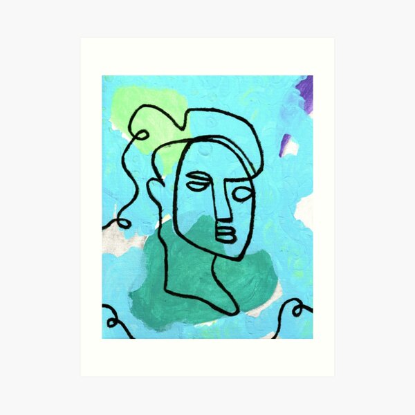 "Blue Abstract Face" Art Print for Sale by dennisondoodles | Redbubble