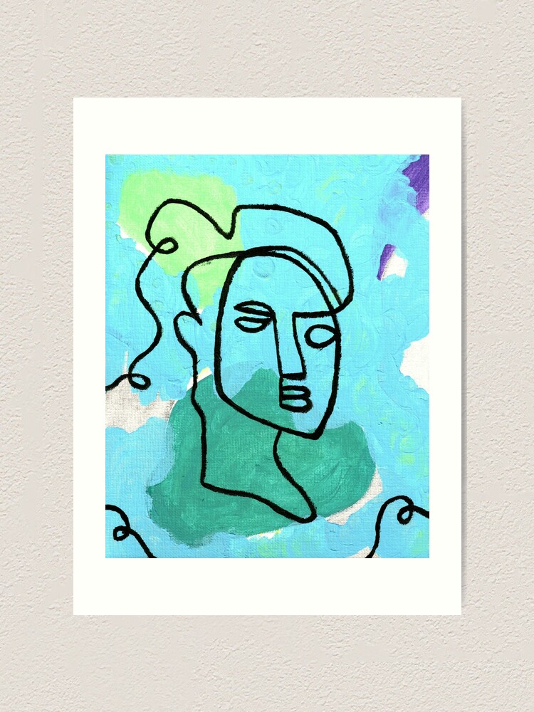 "Blue Abstract Face" Art Print for Sale by dennisondoodles | Redbubble