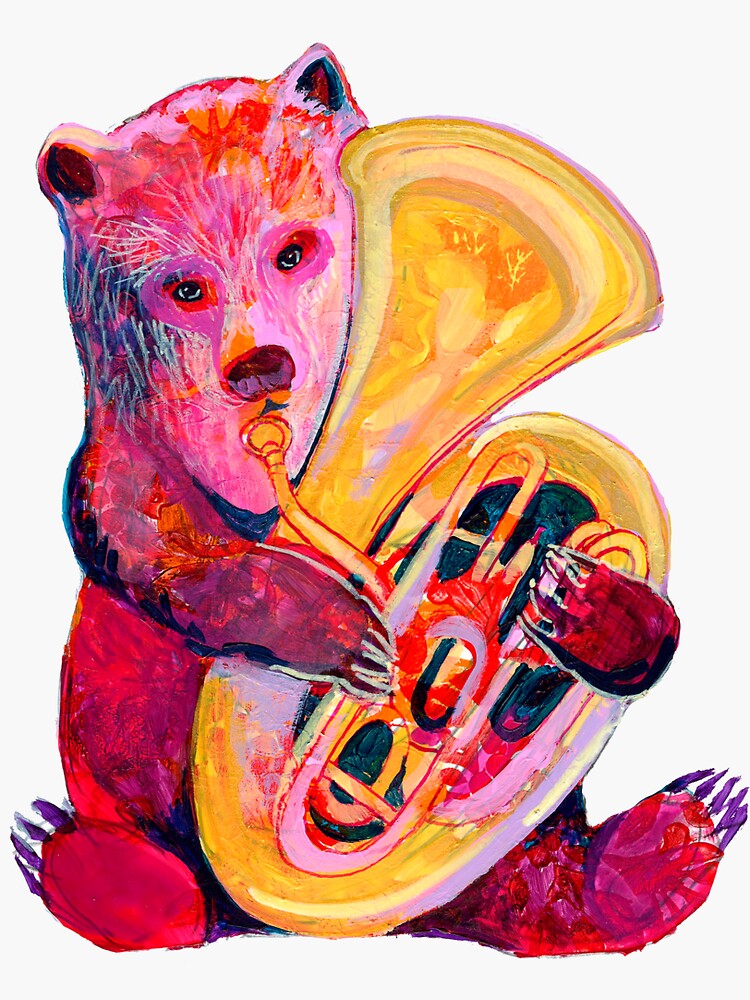 "Tuba Bear" Sticker for Sale by jenlo262 | Redbubble