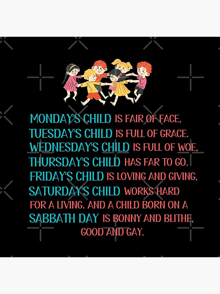 "Monday's Child Rhyme - Traditional Children's Rhyme" Art Print for ...