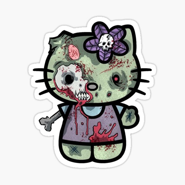 "zombie h-kitty" Sticker for Sale by SFoxe | Redbubble