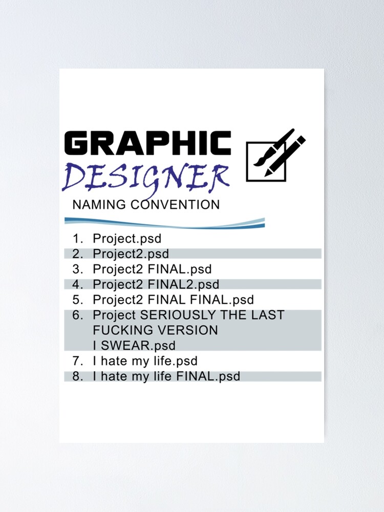 "Graphic Designer Naming Convention" Poster for Sale by JudeRosea ...