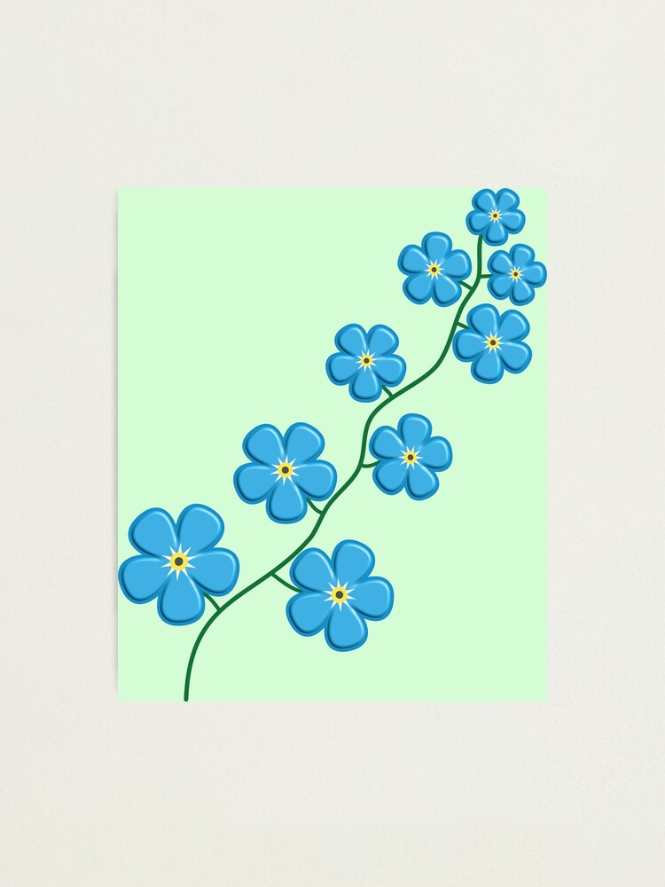 "Forget-Me-Not Flower Branch Stem (Mint Green Background Color ...