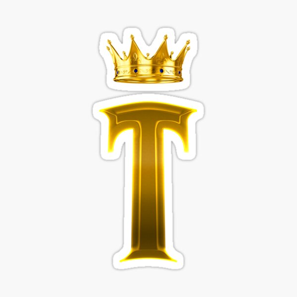 "T Crown Text Letter , Character , Alphabet , Gold Sticker" Sticker by ...