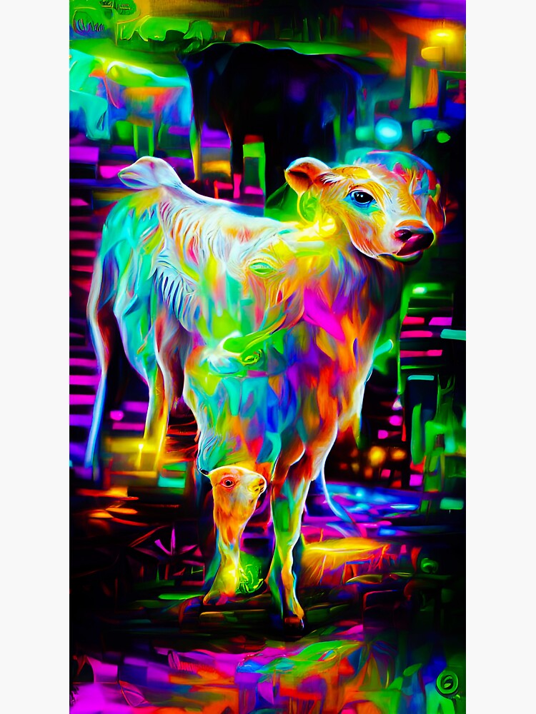 "Psychedelic Cow " Sticker by CSturgill2 | Redbubble