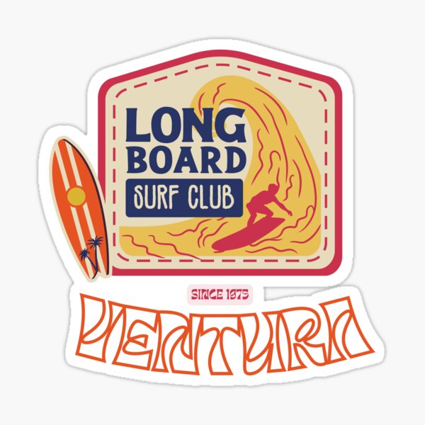 "LONG BOARD SURF CLUB" Sticker for Sale by archiwork | Redbubble