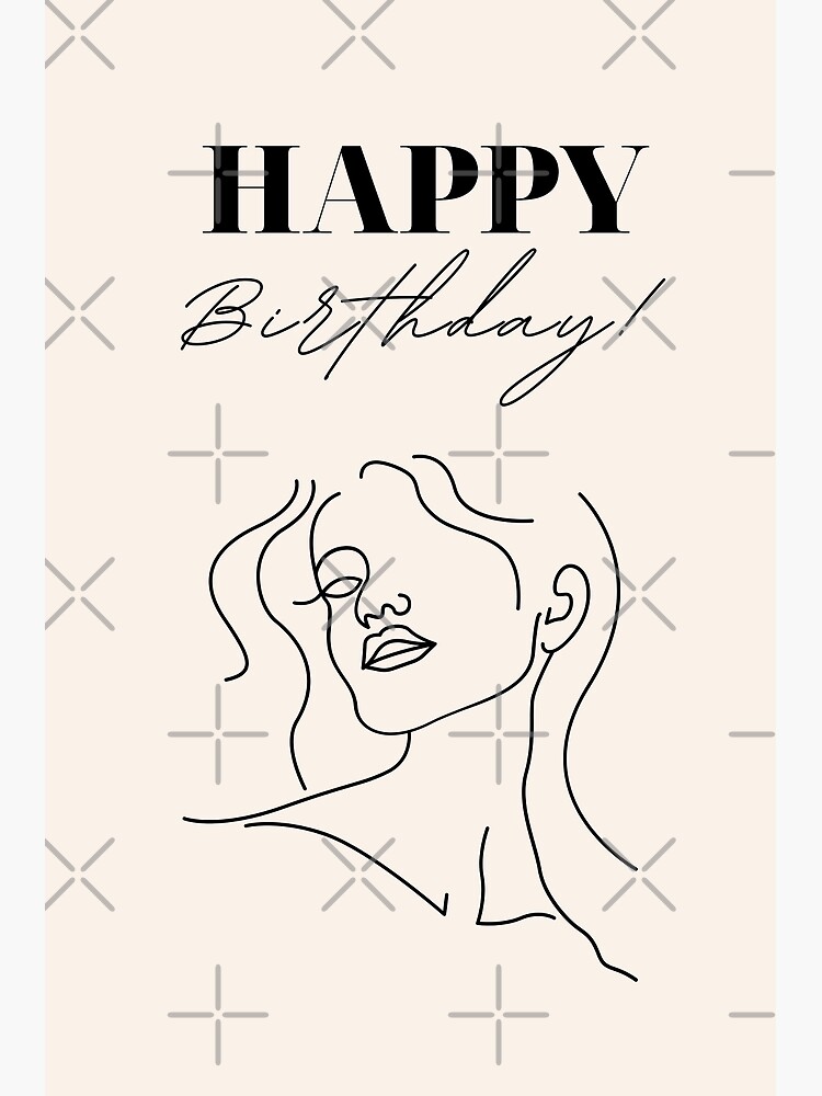 "Minimalist Women Line Art - Happy Birthday" Poster for Sale by ...