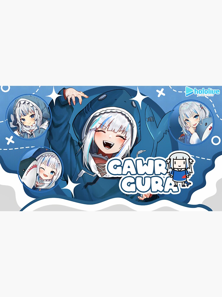 "Kawaii Aesthetic Gawr Gura Anime" Sticker for Sale by kylewords00 ...