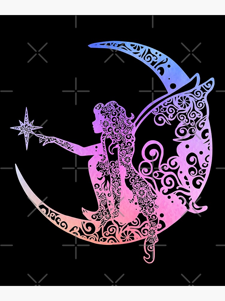 Póster «Copia de Sentado Hada en la luna Colorido cuento de hadas ...