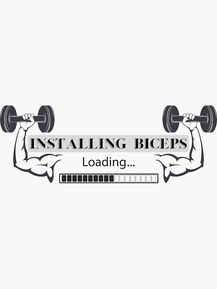 "Installing Bicep" Sticker by PODdezaine | Redbubble