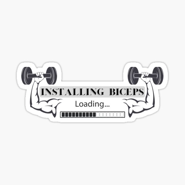 "Installing Bicep" Sticker by PODdezaine | Redbubble