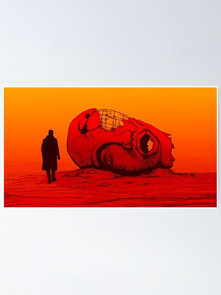 "BLADE RUNNER 2049 cyberpunk illustration red desert face ruins" Poster ...