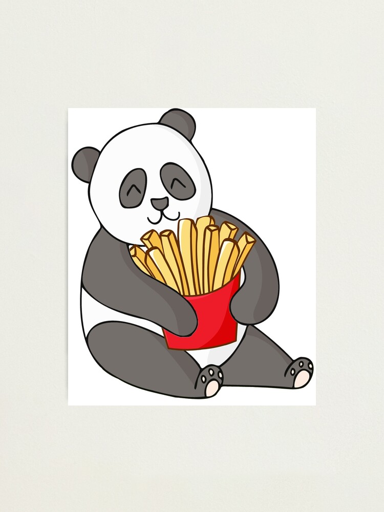 Lámina fotográfica «Lindo panda comiendo papas fritas / El mejor regalo ...