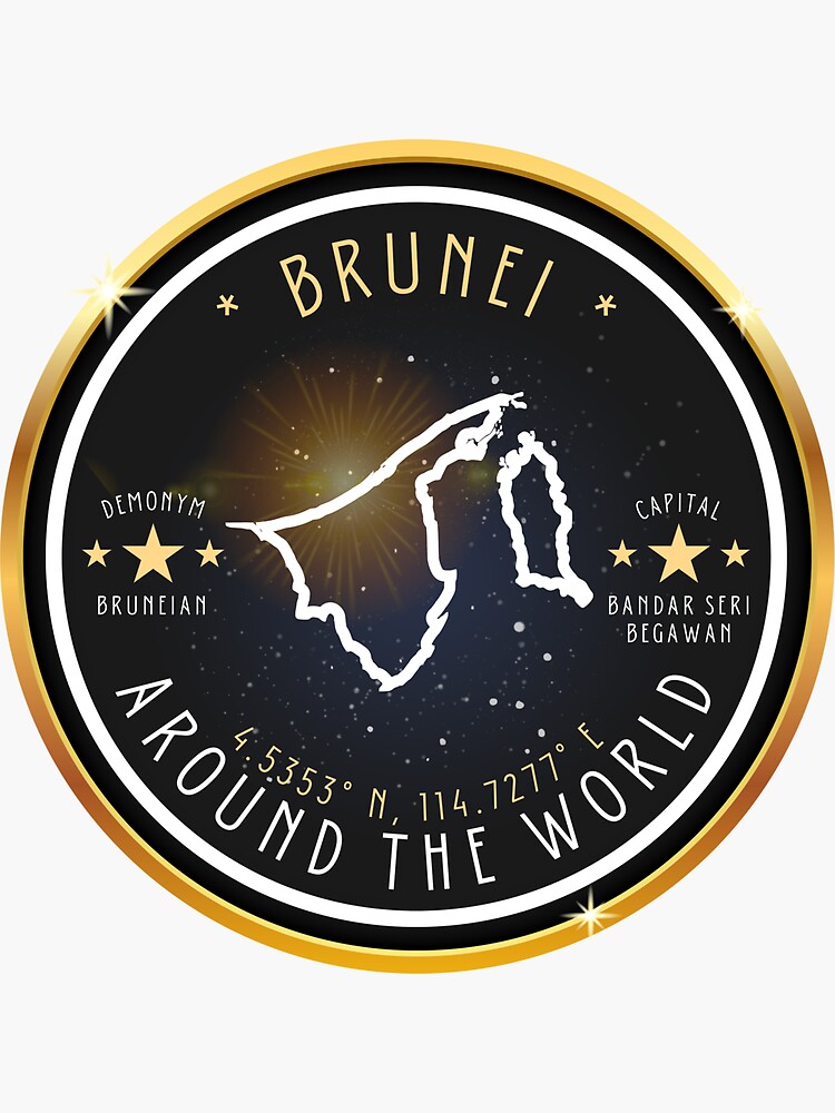 "Brunei Souvenir Country Map Outline | Brunei Coordinates" Sticker for ...