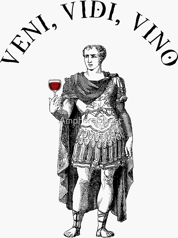 "Veni Vidi Vino, Veni Vidi Vici - Funny Wine Design" Sticker for Sale ...