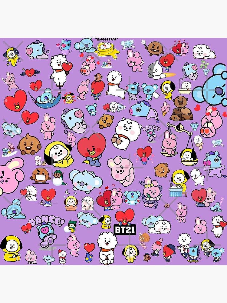 "Bt21 ot7 pattern (purple)" Poster for Sale by ArtbyTaetan | Redbubble