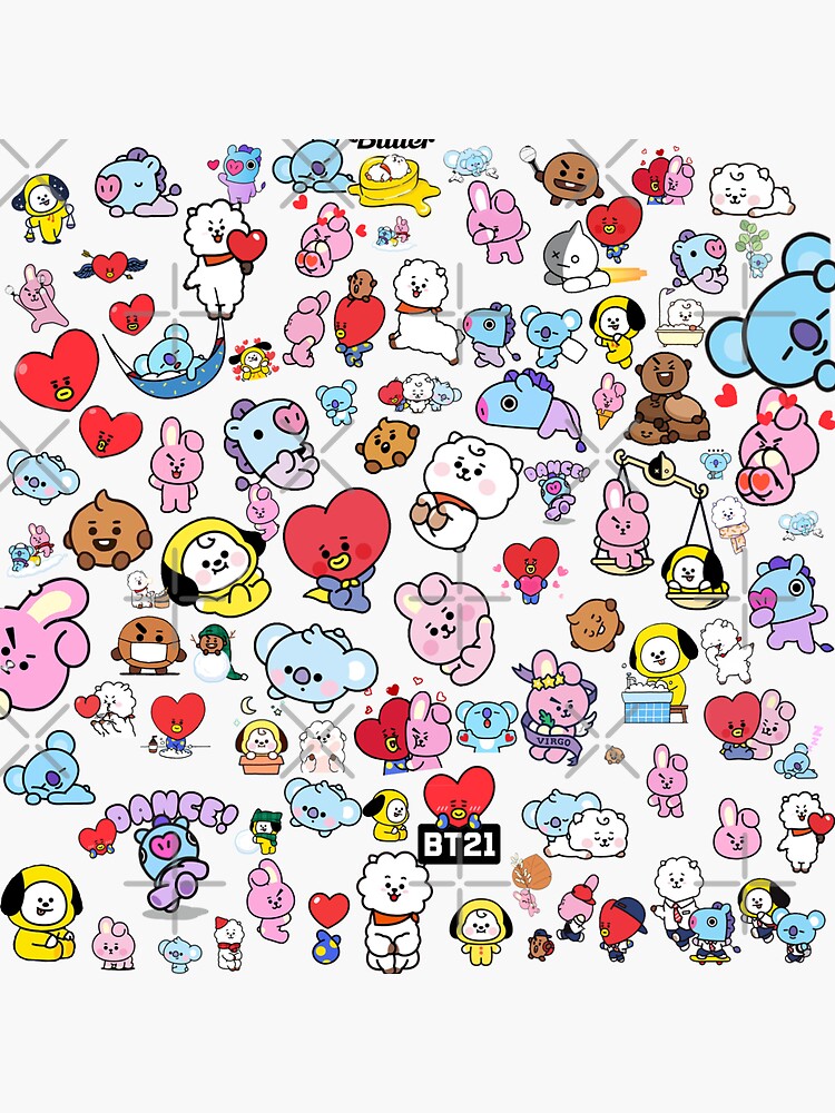 "Bt21 ot7 pattern (yellow)" Sticker for Sale by ArtbyTaetan | Redbubble