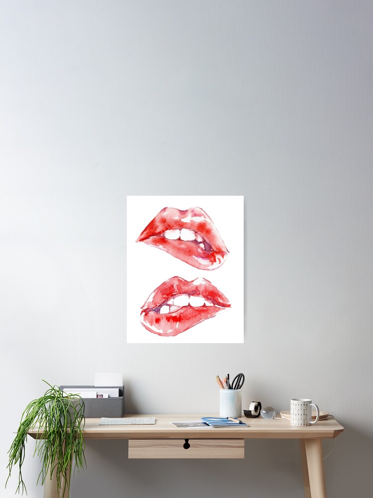 "Biting Lips" Poster for Sale by doriana | Redbubble