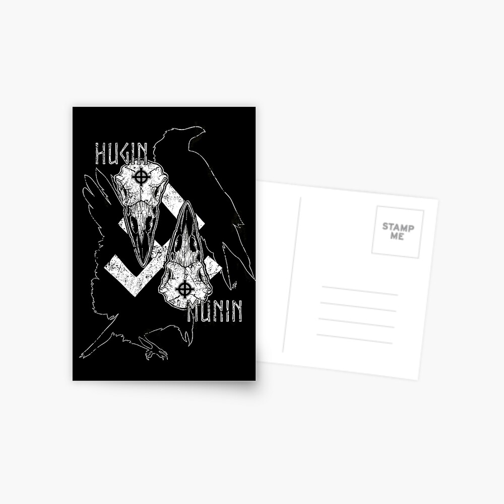 "Hugin and Munin, Odin’s ravens, huginn, muninn, raven, skull, rune ...