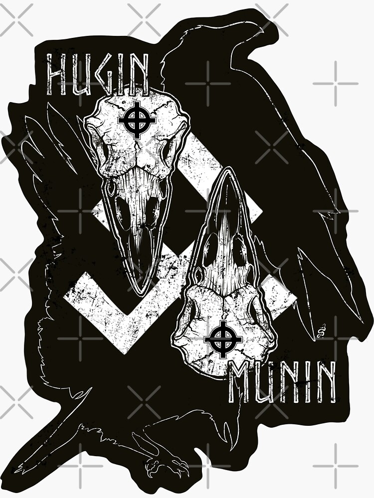 "Hugin and Munin, Odin’s ravens, huginn, muninn, raven, skull, rune ...