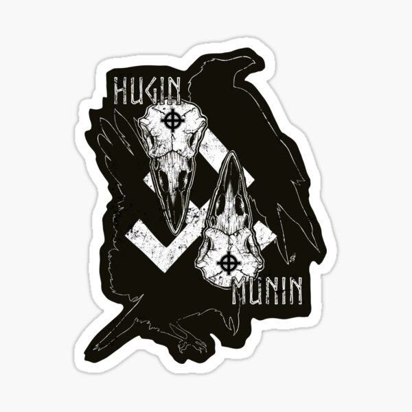 "Hugin and Munin, Odin’s ravens, huginn, muninn, raven, skull, rune ...