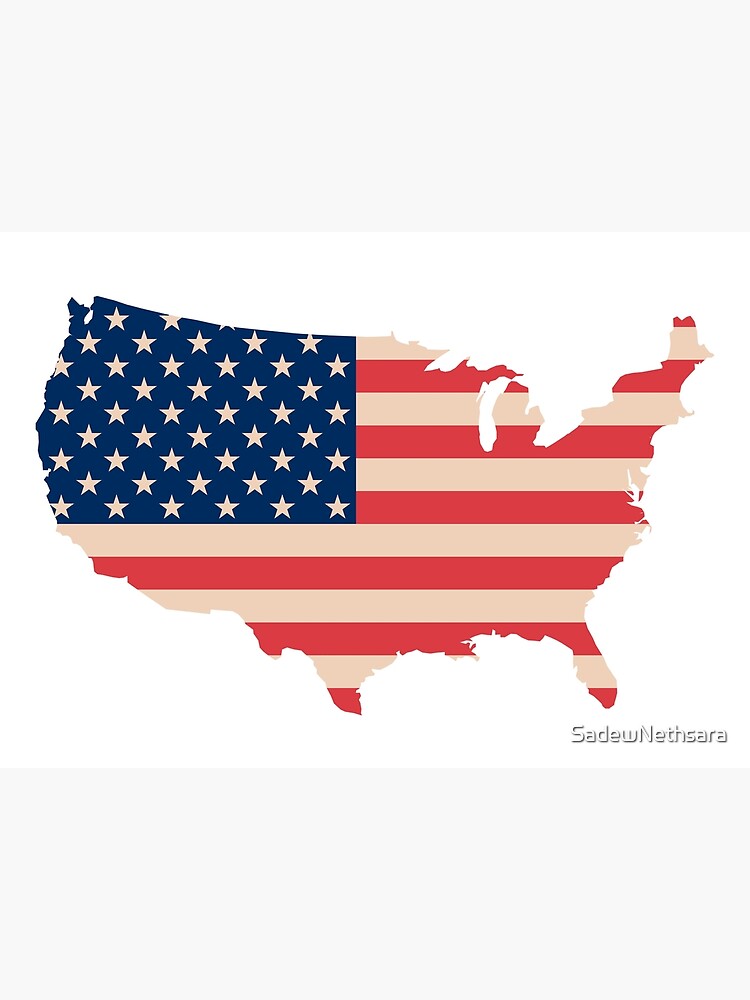 "USA map sticker, flag illustration on transparent background." Poster ...