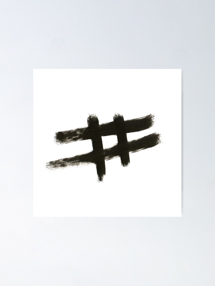 "Hand Lettered Hashtag Symbol / Icon - Brush Style Font" Poster by ...