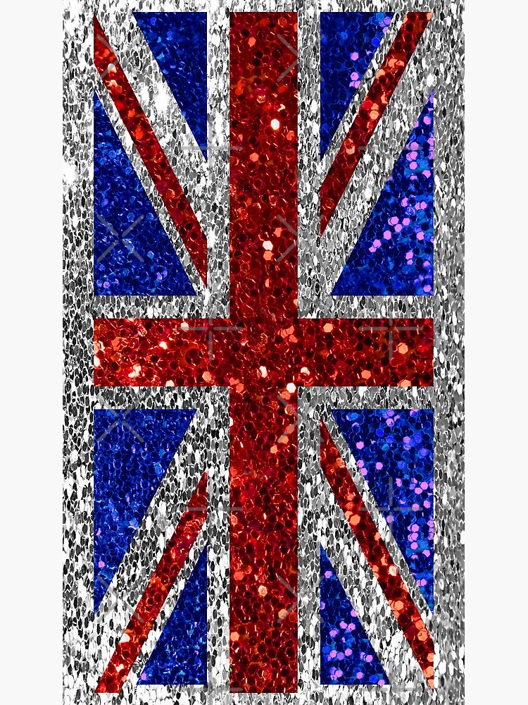 "Disco party UK United Kingdom flag red blue and silver glitter sequin ...