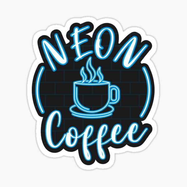 "Blue Neon Coffee Line art " Sticker for Sale by jayrjayr | Redbubble
