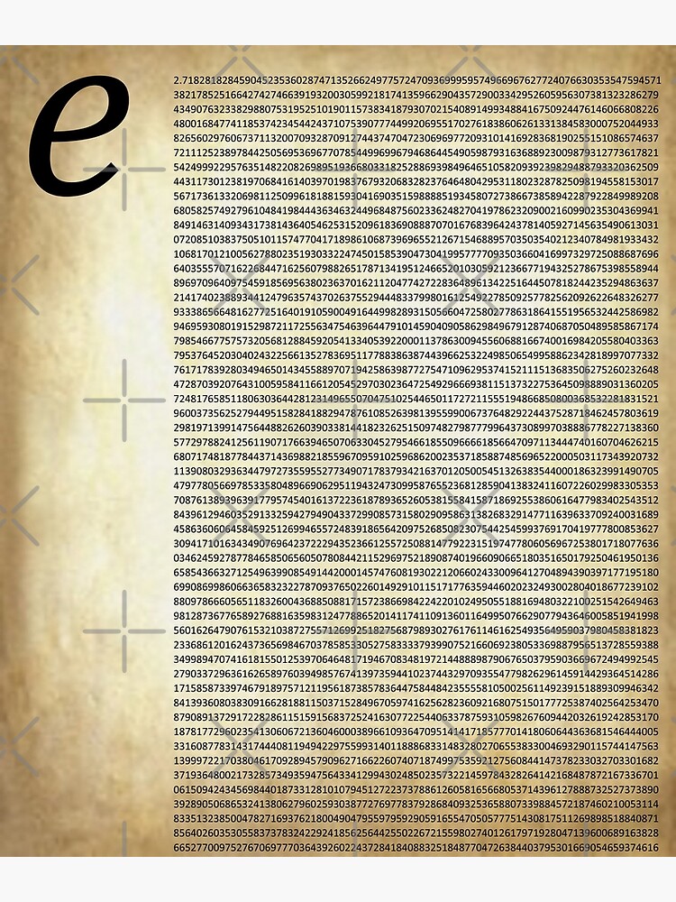 "e Euler's Constant Irrational Number Vintage Math Design on Parchment ...