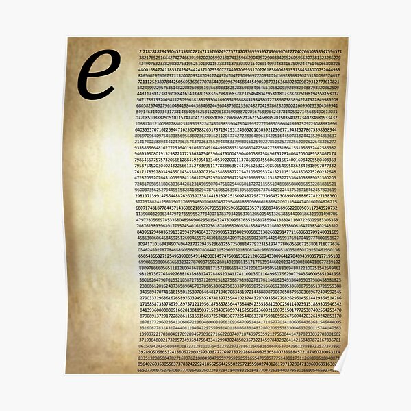 "e Euler's Constant Irrational Number Vintage Math Design on Parchment ...