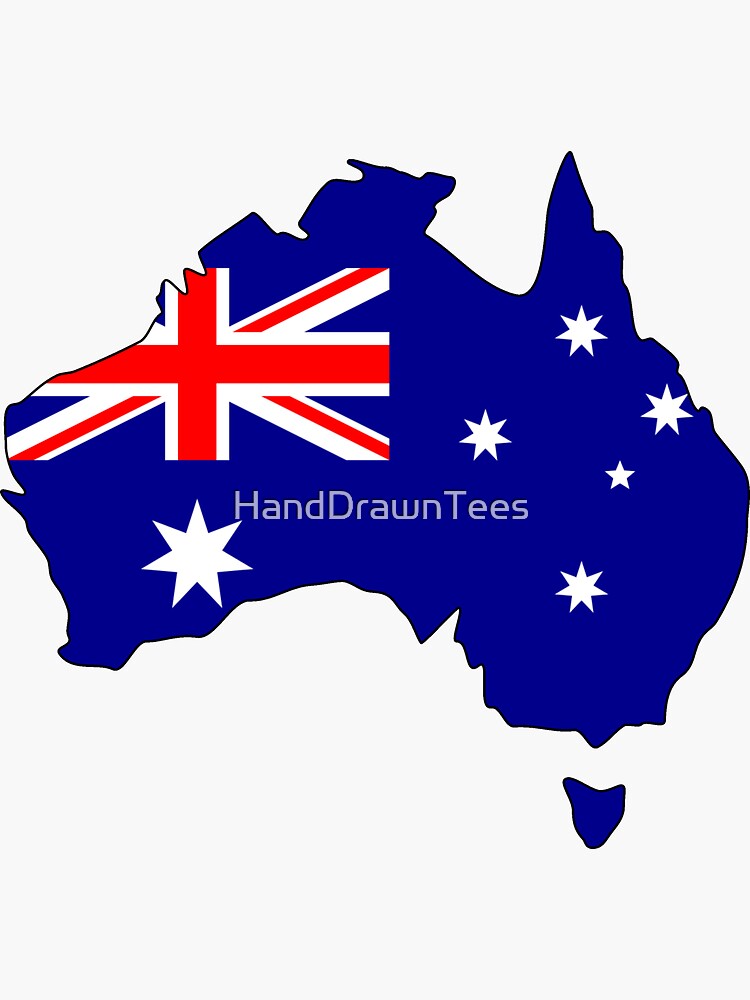 "Australia - Flag and Outline" Sticker for Sale by HandDrawnTees ...