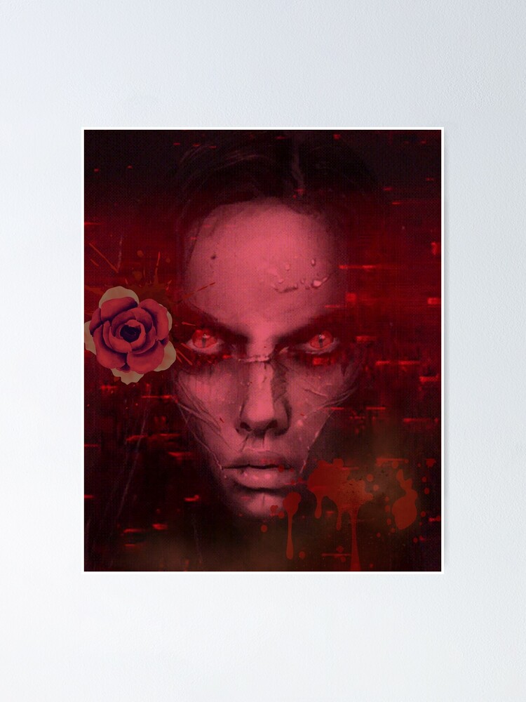 "Lady Ghoul Back From the Dead with Dark Red Eyes and Dried Red Rose in ...