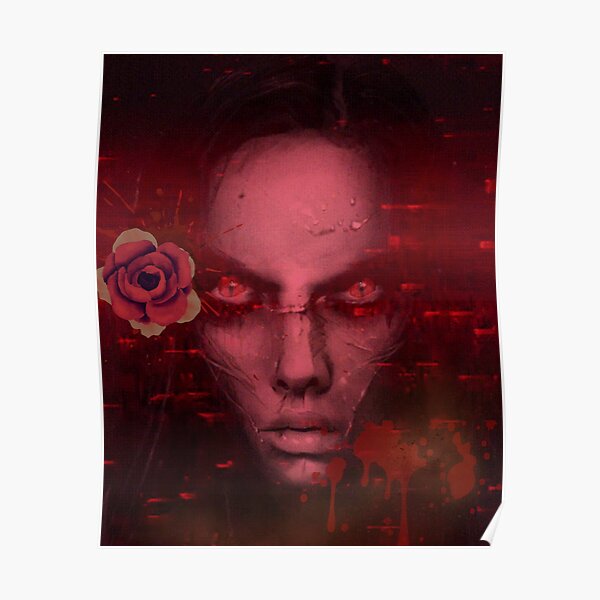 "Lady Ghoul Back From the Dead with Dark Red Eyes and Dried Red Rose in ...