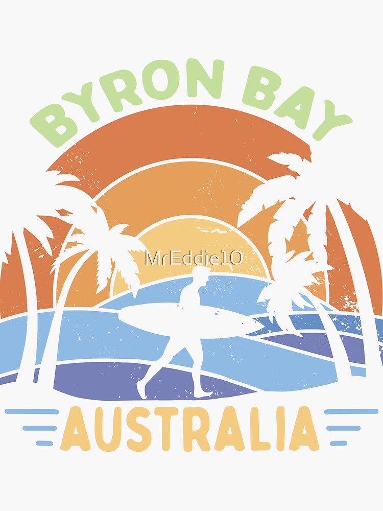 "Byron Bay Australia Vintage Surfer" Sticker by MrEddie10 | Redbubble
