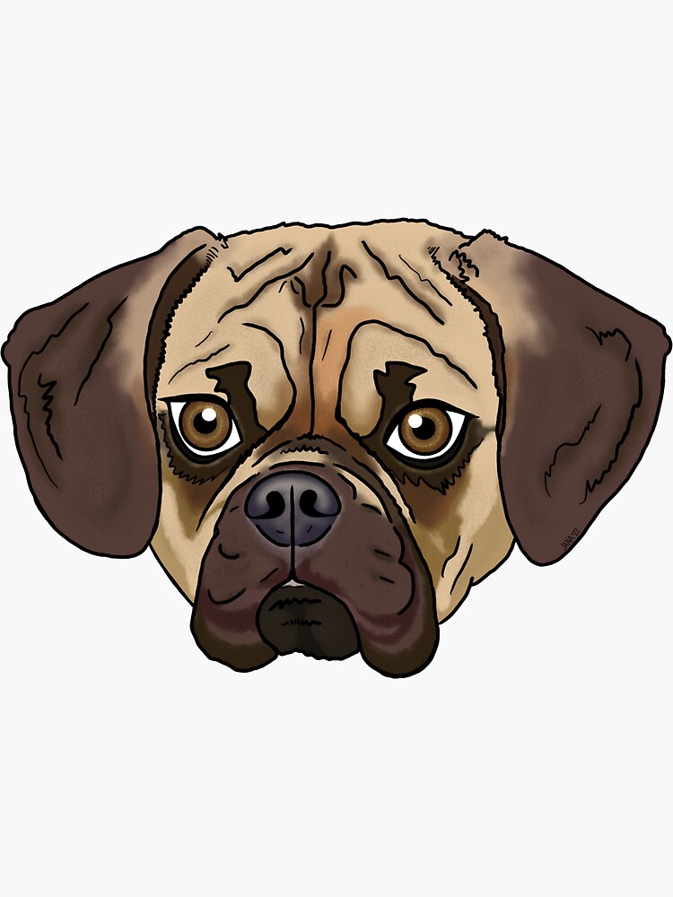 "Puggle Face!" Sticker for Sale by FivePugs | Redbubble