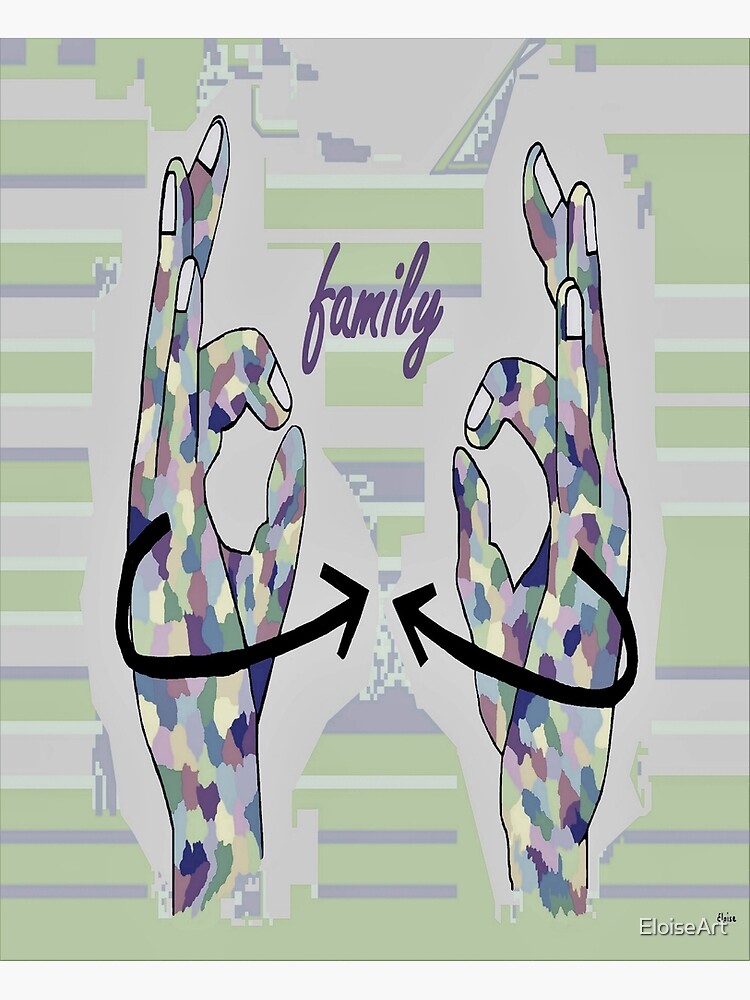 "ASL Family in Denim Colors" Art Print by EloiseArt | Redbubble