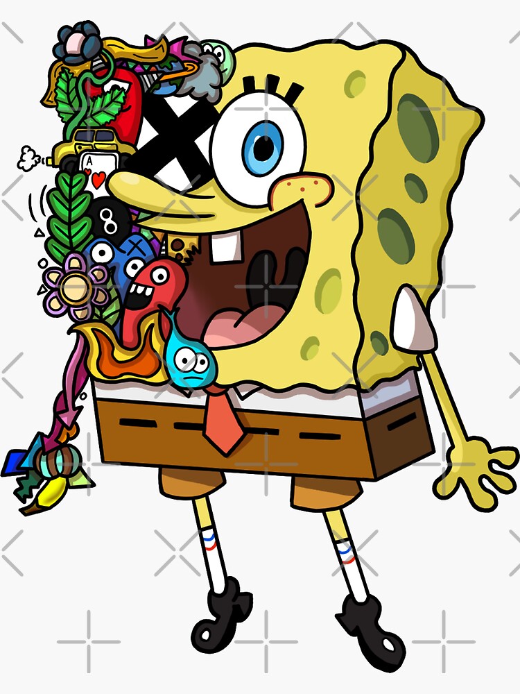 Pegatina «Medio garabato feliz Bob Esponja» de JarhDesign | Redbubble