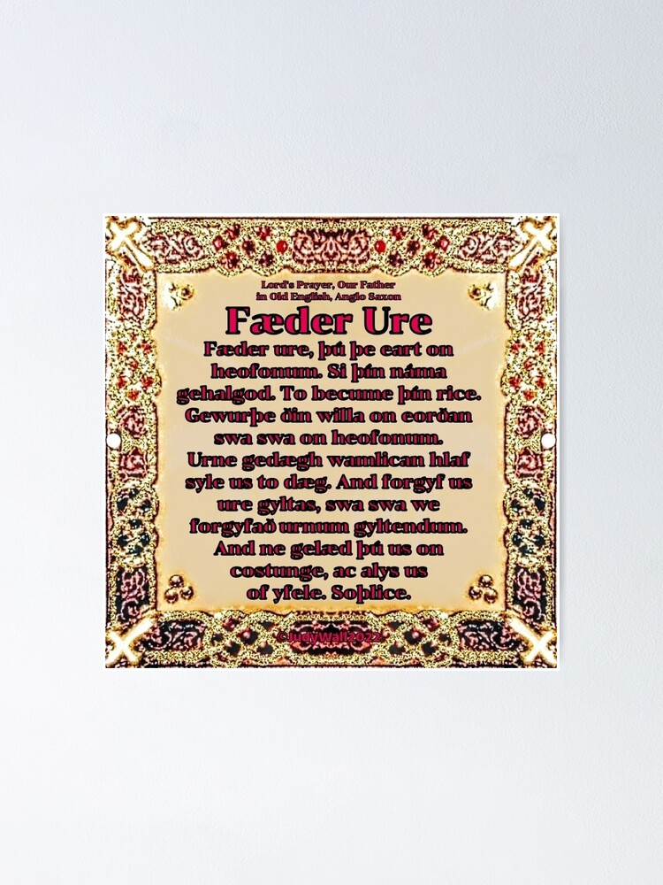 Póster «Inglés antiguo, Padre Nuestro, Faeder Ure, Padre Nuestro,» de ...