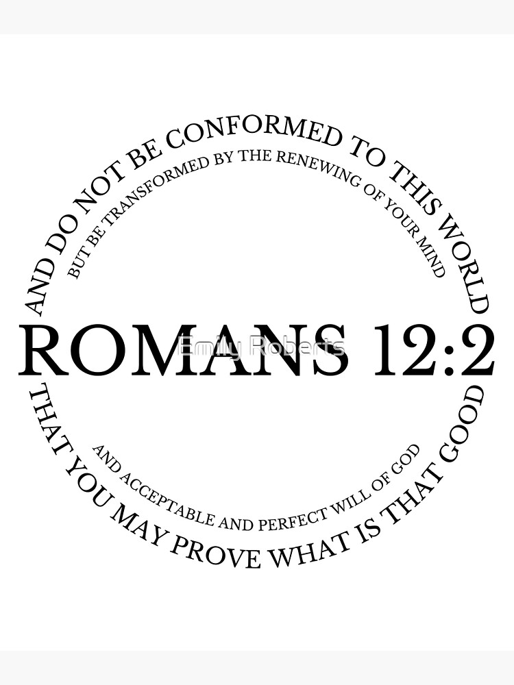 Lámina metálica «Romanos 12: 2 Versículo de la Biblia cristiana, minimalista simple en blanco y ...