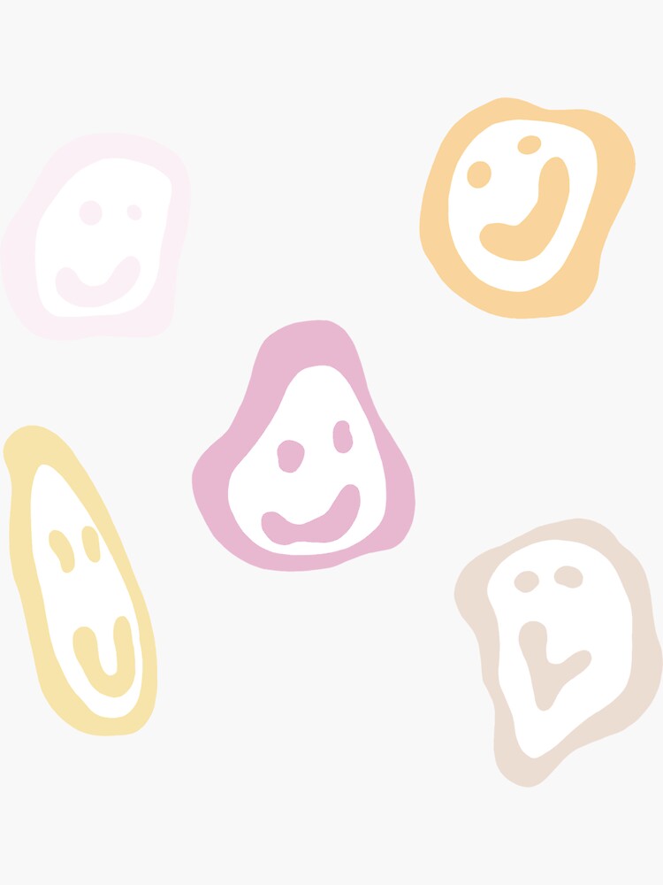 "wavey smiley faces" Sticker by whitneyconner | Redbubble