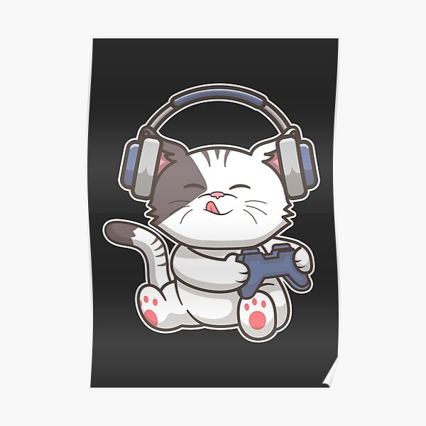 "Gaming Kitty Cat PC Console Gamer" Poster for Sale by CoolSkin | Redbubble
