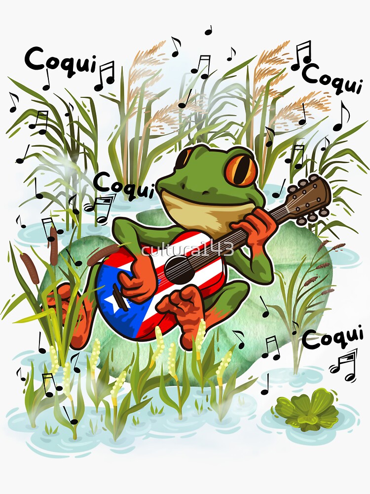 "Singing Coqui" Sticker for Sale by cultura143 | Redbubble