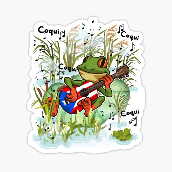 "Singing Coqui" Sticker for Sale by cultura143 | Redbubble