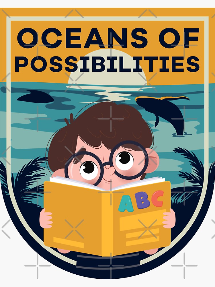 " Summer Reading Book Oceans of Possibilities" Sticker by ounaim ...