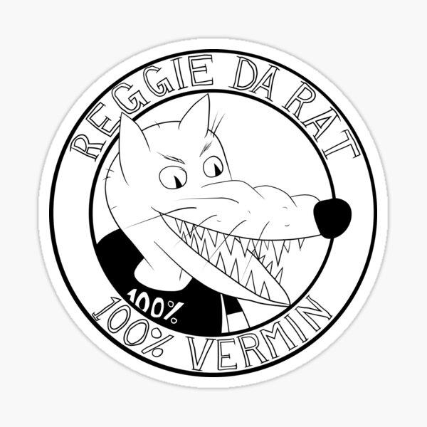 "Reggie Da Rat (black)" Sticker by NastyPossum | Redbubble