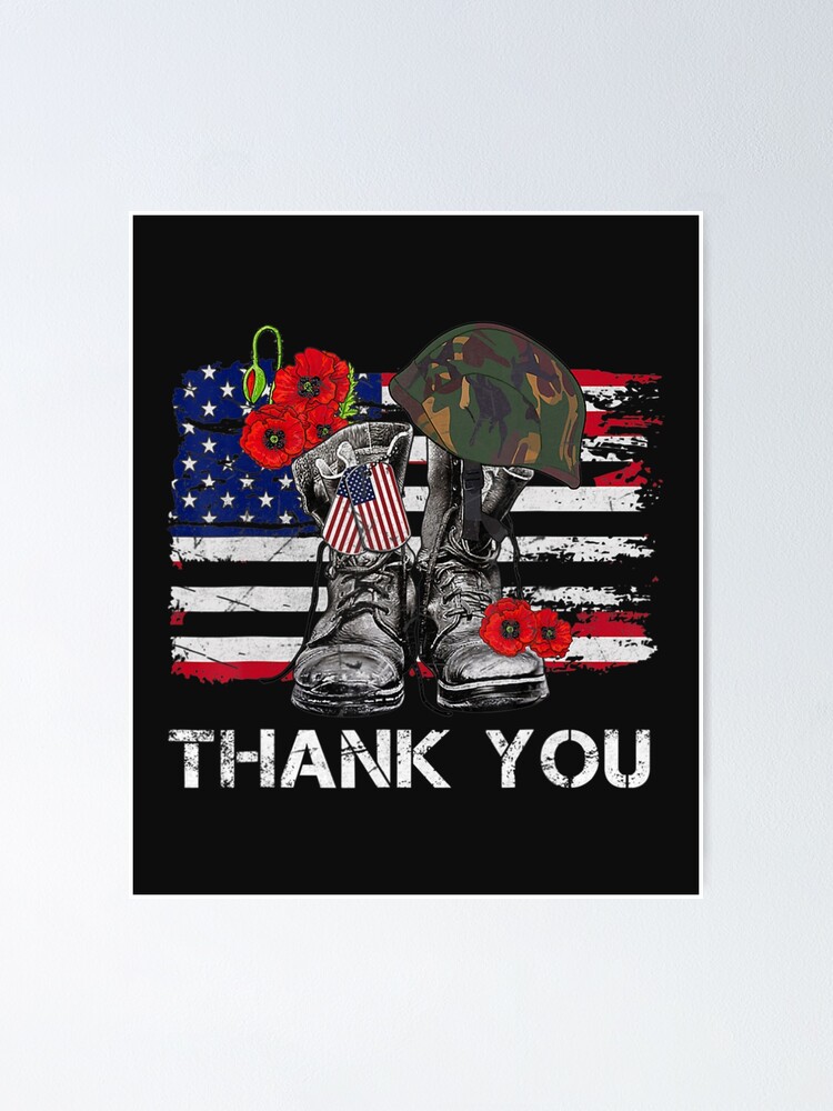 "Thank You Patriotic Memorial Day 4Th Of July Us Flag" Poster for Sale ...