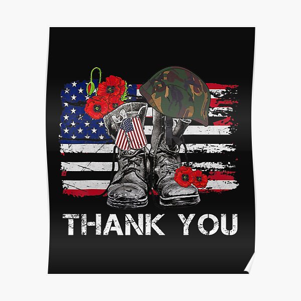 "Thank You Patriotic Memorial Day 4Th Of July Us Flag" Poster for Sale ...