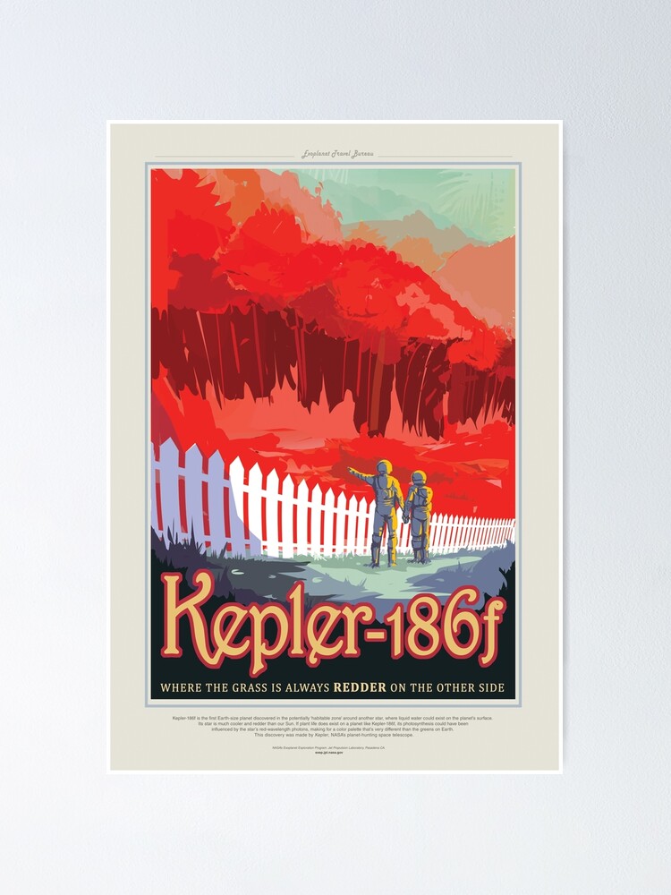"NASA JPL Exoplanet Travel Bureau: Kepler-186f (8K resolution)" Poster ...