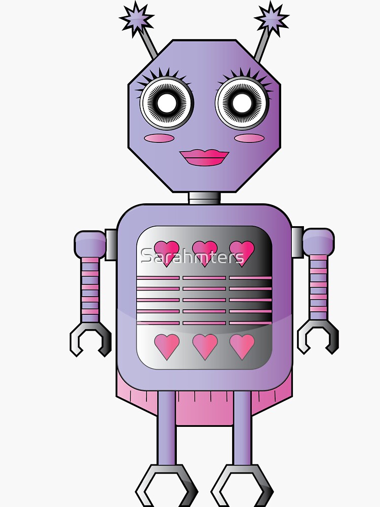 "Cute pink and purple robot" Sticker for Sale by Sarahmters | Redbubble